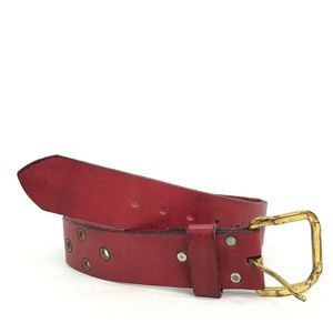 Vintage | Accessories | Vintage Distressed Red Leather Belt | Poshmark